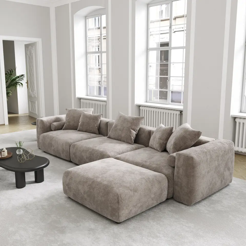 Designer Sofa Set Cord Modular Sofa Velour – PeasyHome